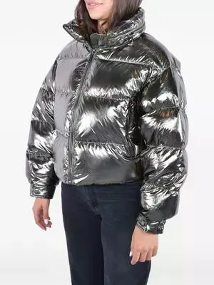 Michael Kors Metallic Nylon Ciré Puffer Jacket