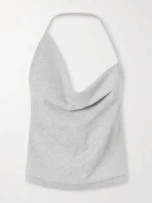 ST. AGNI Halterneck Cotton-jersey Cami - Grape
