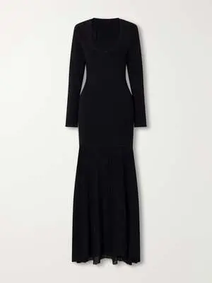SIR. Aylu Lace-appliqué Contrast-panel Stretch-knit Maxi Dress