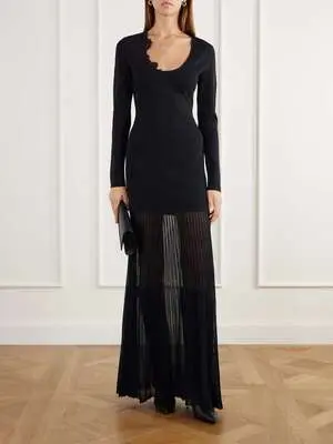 SIR. Aylu Lace-appliqué Contrast-panel Stretch-knit Maxi Dress