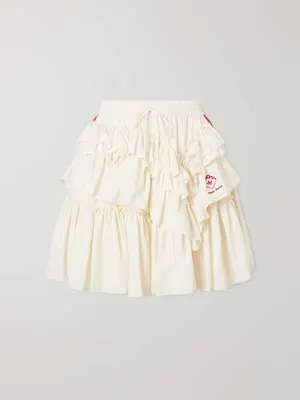 Simone Rocha Adidas Originals Logo-embroidered Asymmetric Ruffled Jersey Mini Skirt - White