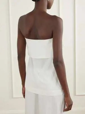 ST. AGNI Strapless Draped Cotton-blend Top