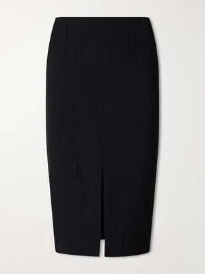 Saint Laurent Pinstriped Wool-blend Midi Skirt - Black