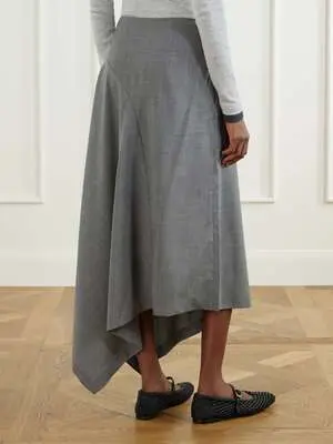 ST. AGNI Asymmetric Stretch-wool Midi Skirt