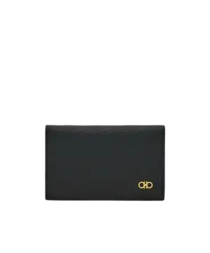 FERRAGAMO Micro Gancini Credit Card Holder - Black