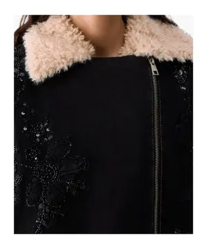Liu Jo Embellished Faux Fur Denim Jacket