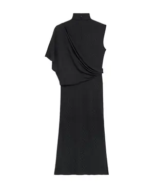 Celine Loose Draped Dress In Matte And Shiny Silk