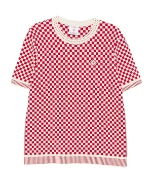 Casablanca Checkerboard-knit Logo-patch Sweater - Red