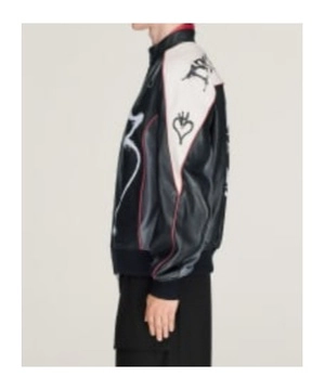 Y3 Chito Graphic Leather Biker Jacket