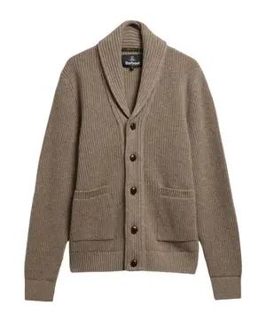 Barbour Shawl-collar Elbow-patch Cardigan - Brown