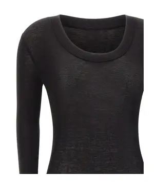 ENTIRE STUDIOS Wide Neck Long Sleeve Bodysuit - Black