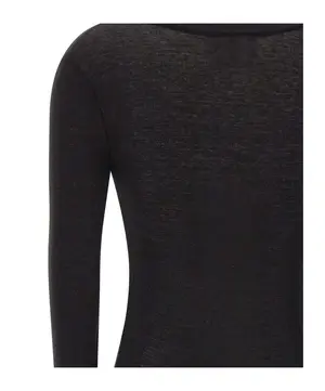 ENTIRE STUDIOS Wide Neck Long Sleeve Bodysuit - Black