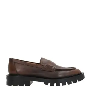 Santoni Leather Penny Loafers
