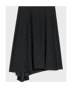 Celine Asymmetrical Skirt In Shiny Matte Silk
