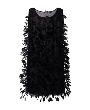 Max Mara Feather Silk Chiffon Mini Dress