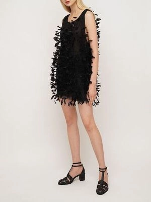 Max Mara Feather Silk Chiffon Mini Dress