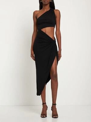 Michael Kors Plain Jersey Elastic Hollow Mid-length Dress