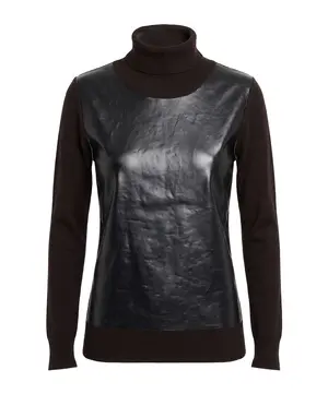 MAISON MARGIELA Two-tone Lightweight Knit Turtleneck Top - Black