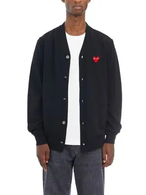Play Comme Des Garcon V-neck Logo Cardigan