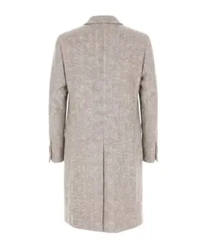LARDINI Double-breasted Herringbone-tweed Coat
