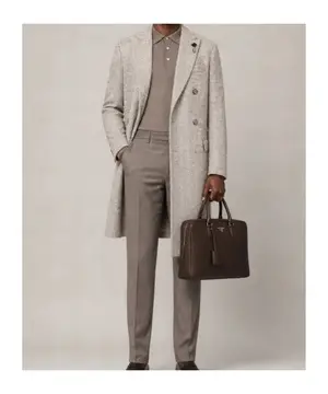 LARDINI Double-breasted Herringbone-tweed Coat