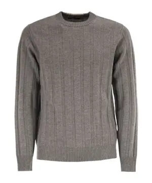 Peserico Ribbed Crew-neck Sweater - Grey