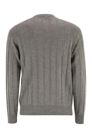 Peserico Ribbed Crew-neck Sweater - Grey