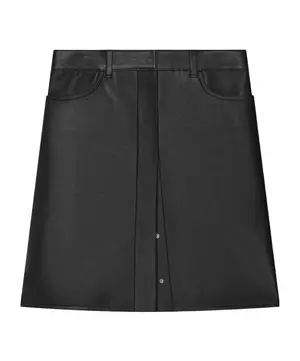 COURREGES Leather Snap-button Mini Skirt
