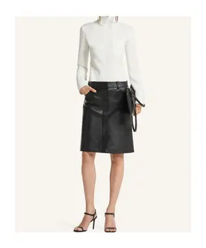 COURREGES Leather Snap-button Mini Skirt