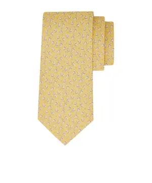 FERRAGAMO Charlie Print Silk Tie - Yellow