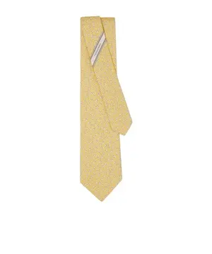 FERRAGAMO Charlie Print Silk Tie - Yellow