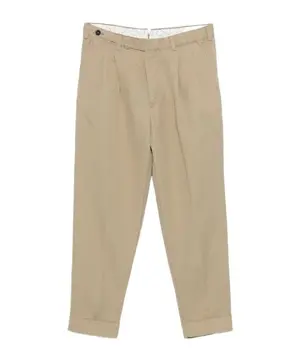 PT TORINO Pleated Cuffed Trousers - Beige