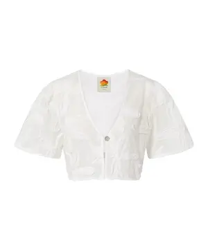 Farm Rio Embroidered Cropped Blouse