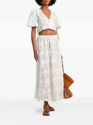 Farm Rio Embroidered Cropped Blouse