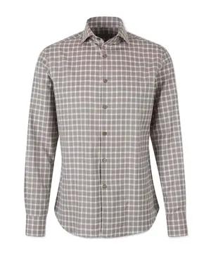 Canali Cotton Plaid Shirt - Grey