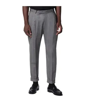 PT TORINO Pleated Cuffed Pants - Grey