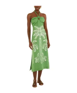 Palm Embroidered Day Dresses