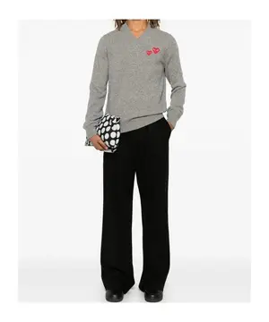 Play Comme Des Garcon Comme Des Garçons Play Heart Logo V-neck Knitted Sweater