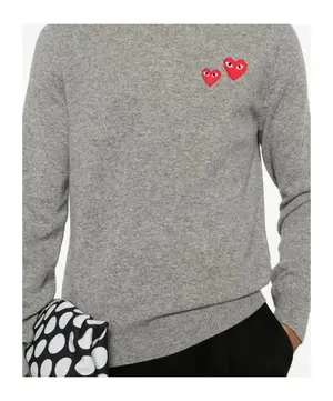 Play Comme Des Garcon Comme Des Garçons Play Heart Logo V-neck Knitted Sweater