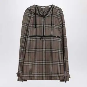 Burberry Half-zip Jacket With Check Pattern In Silk Blend