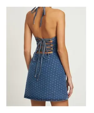 Giuseppe Di Morabito Embellished Cotton Denim Mini Dress