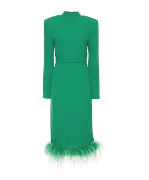 Giuseppe Di Morabito Viscose Midi Dress W/ Feathers
