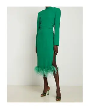 Giuseppe Di Morabito Viscose Midi Dress W/ Feathers