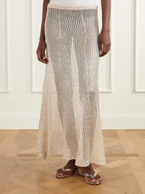 RUOHAN Parasol Open-knit Maxi Skirt - Neutrals