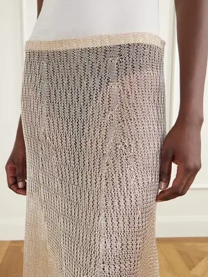 RUOHAN Parasol Open-knit Maxi Skirt - Neutrals