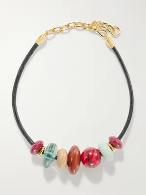LIZZIE FORTUNATO Piedra Beaded Leather Necklace - Multi