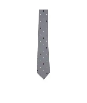 Alexander McQueen Patterned-jacquard Tie - Medium Grey