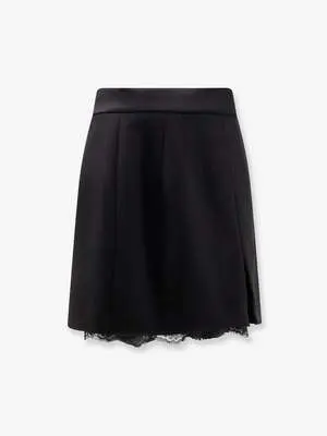 Dolce & Gabbana Virgin Wool Mini Skirt With Lace Detail