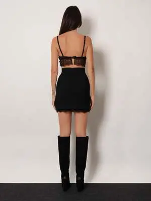 Dolce & Gabbana Virgin Wool Mini Skirt With Lace Detail