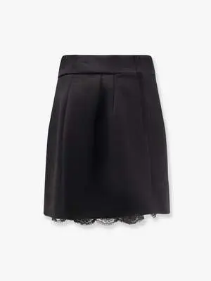 Dolce & Gabbana Virgin Wool Mini Skirt With Lace Detail